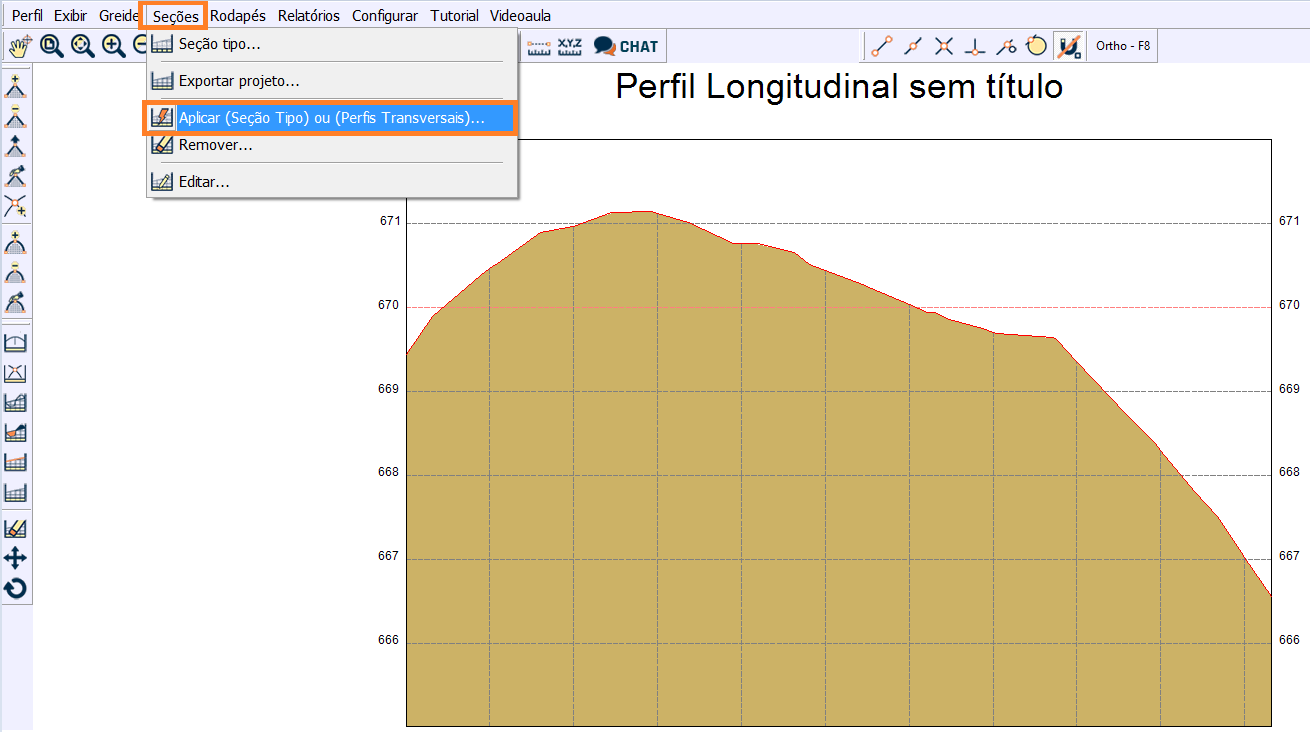 Aplicando perfil transversal do terreno – Materiais de Suporte Técnico