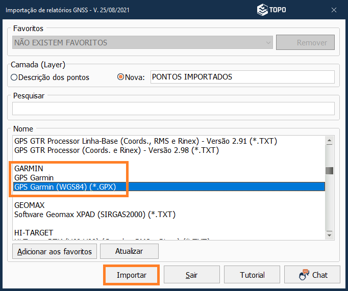 Coletor: GPS GARMIN (Serial e USB) – Materiais de Suporte Técnico